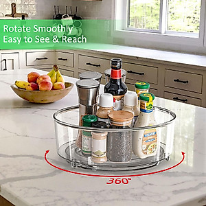 Lazy Susan Organizer, Clear Lazy Susan Turntable for Cabinet, Acrylic Lazy Susan for Table, Fridge Lazy Susan Organizer Bins 2 Pack (9 inch & 10 inch)