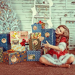 Giiffu 144 Xmas Adhesive Labels Natural Kraft Simple Christmas Self Adhesive Name Gift Tags ​Holiday Present Stickers