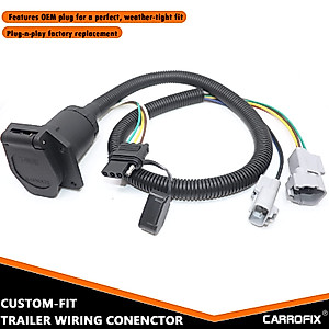 CARROFIX 7 Blade and 4 Way Trailer Wiring Harness for 2007-2013 Toyota Tundra Replacement Vehicle-side Connector, Factory Tow Package Requried