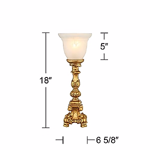 EAUSO Traditional Accent Table Lamp French Gold Uplight Alabaster Glass Shade Desk Lamp 18" High for Living Room Bedroom House Bedside