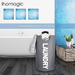 IHOMAGIC Extra Large Laundry Hamper 120L - Collapsible Laundry Bag with Comfortable Handle - Folding Laundry Basket Dirty Clothes Storage Bin for Bathroom, Bedroom (XL, Dark Grey)