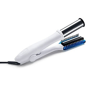 InStyler Max Prime Wet To Dry 1.25" White 2-Way Professional Tourmaline Ceramic Rotating Iron with Ionic Bristles - Dry, Straighten, Style & Curl Hair - Four Heat Settings - Automatic Shut Off