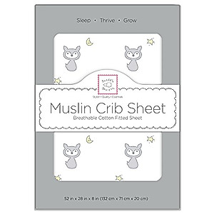 SwaddleDesigns Softest Cotton Muslin Fitted Crib Sheet/Toddler Sheet for Baby Boy & Girl, Sterling Fox & Star
