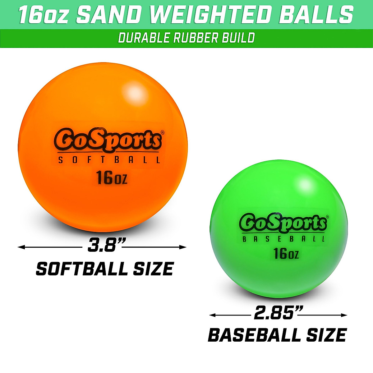 GoSports 3.82 inch Weighted Training Softballs 6 Pack - Hitting & Pitching Training for All Skill Levels - Improve Power and Mechanics