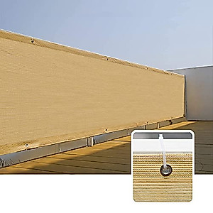 WUZMING Balcony Privacy Protective Screens, Outdoor Garden Fence Privacy Protection Weatherproof UV Protection, with Rope and Cable Ties (Color : Beige, Size : 60x420cm)