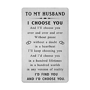 HYHYDHP Husband Fathers Day Card - Wedding Day Gifts for Husband from Wife - I Choose You Gifts for Him Husband - Groom from Bride, Engagement Card, I Love You Gifts, Anniversary Card for Men Ideas