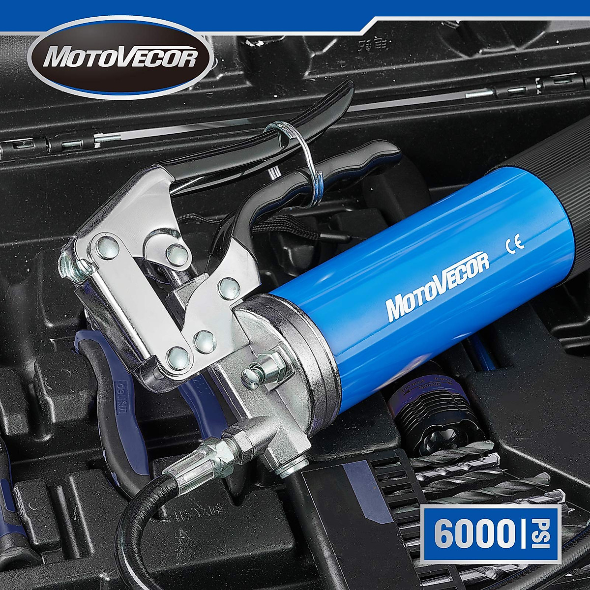 High Performance Heavy Duty Pistol Grip Grease Gun - Extra-Long 27 inch Heavy Duty Reinforced Flex Hose