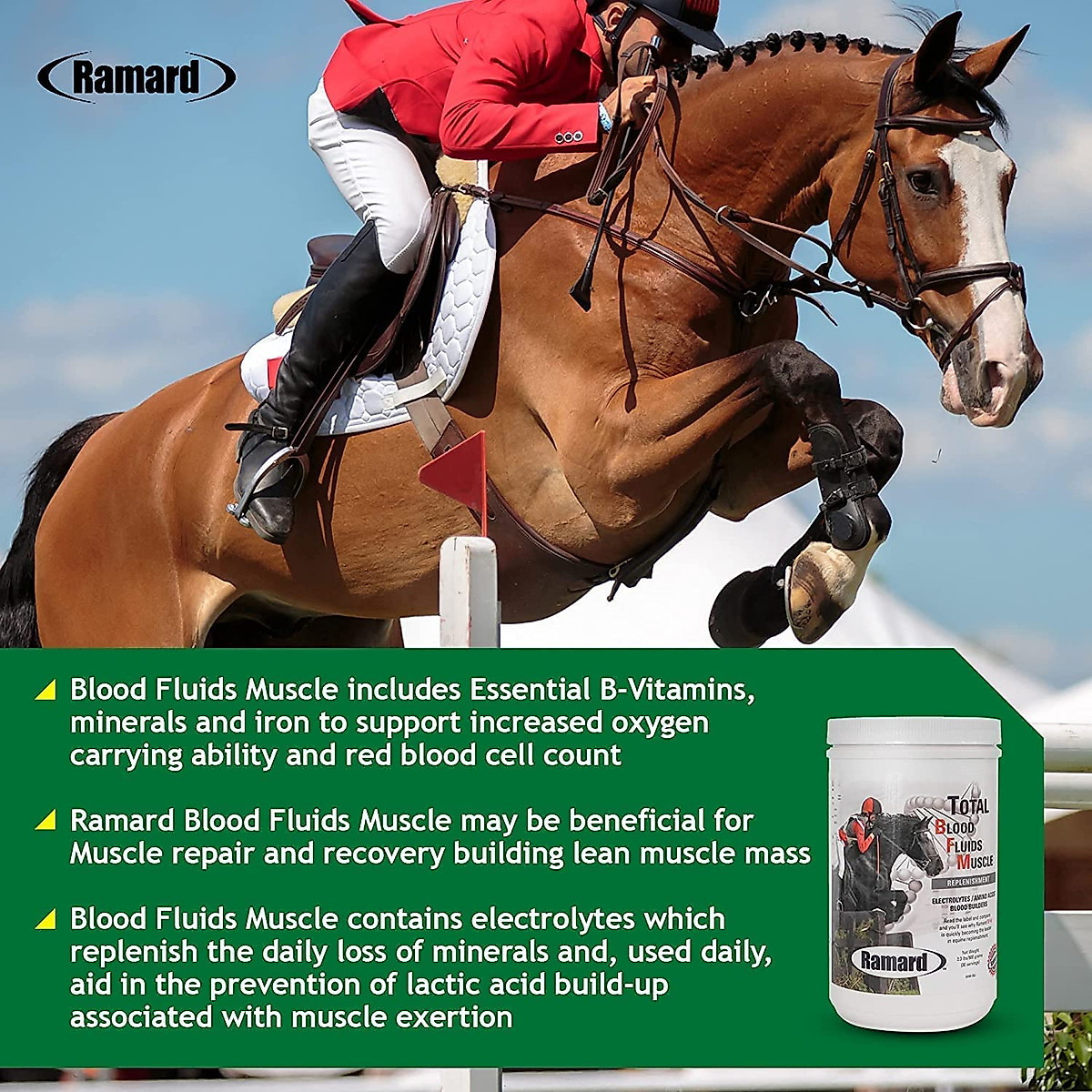 Ramard Total Pre & Probiotic Plus Blood Fluids Muscle Replenishment Supplement Bundle - 50 Million CFU Formulated w/Natural Chicory Inulin, & Electrolytes for Equine, Foals & Adult Horses Supplements