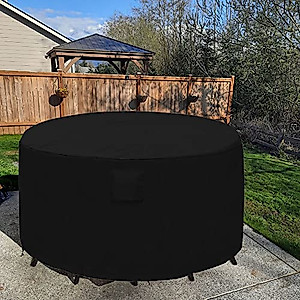 ‎Izzybang 94 Inch Tall Round Patio Bar Height Table and Chair Set Cover Heavy Duty Waterproof High Outdoor Table Chair Set Covers, 94inch Diameter x 45inch H, Black (IZ-001-B)