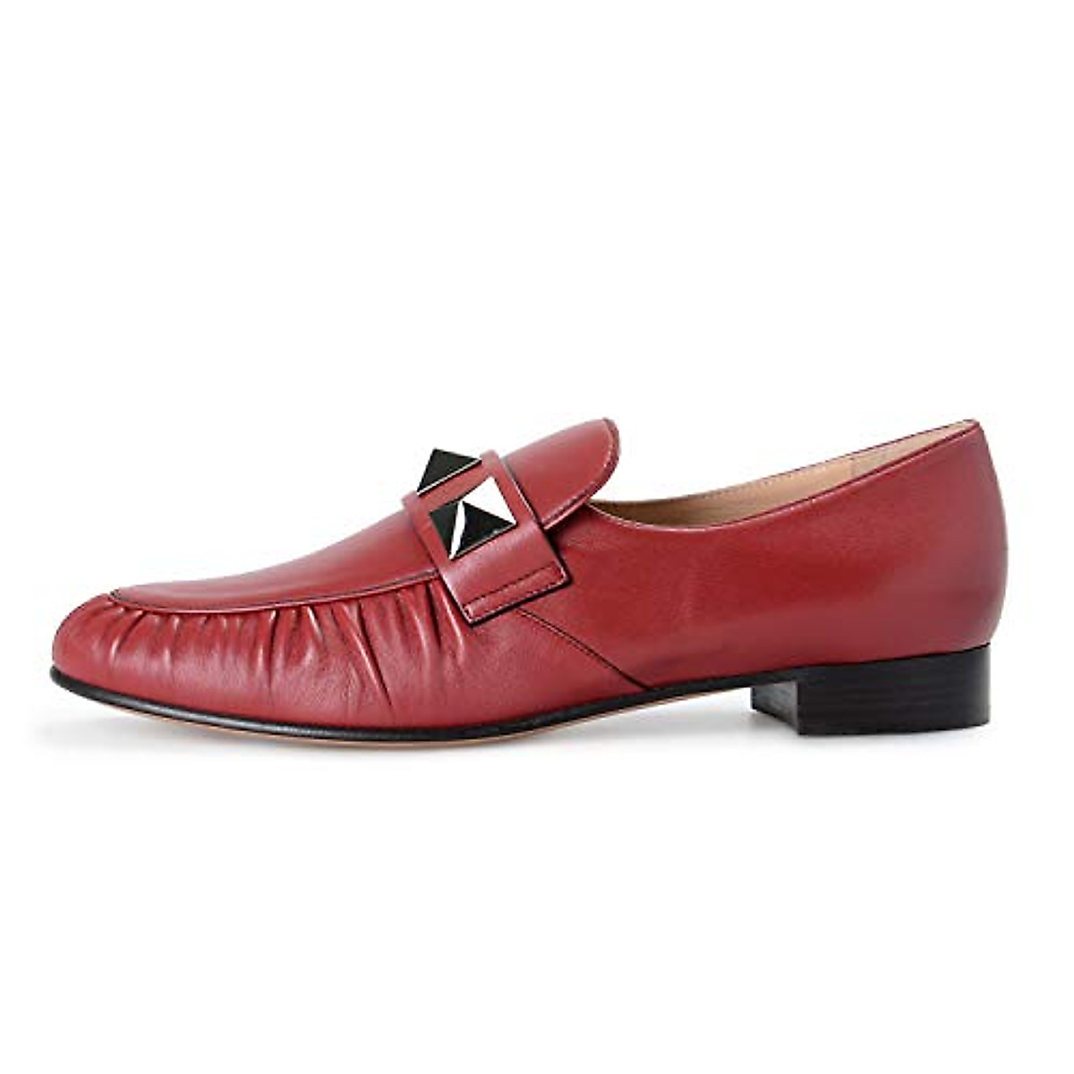 Valentino Women's Red Leather Loafers Slip On Flats Shoes US 9.5 IT 39.5