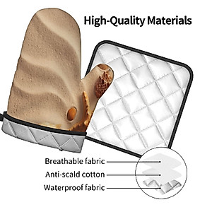 Oven Mitts Pot Holders Set of 2 Heat Resistant Kitchen Summer Beach Sand Starfish Seashell Oven Mitts Waterproof Women Men Home Cooking Baking Microwave BBQ Gift