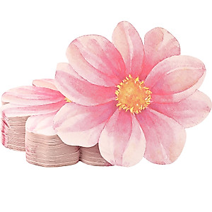 Qilery 100 Pcs Floral Shape Napkins Disposable Flower Shaped Cocktail Napkins Decorative Paper Napkins for Bridal Baby Shower Wedding Birthday Summer Dinner Party Tableware Decor (Pink)