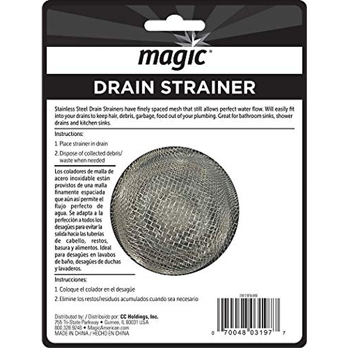 Magic Stainless Steel Sink Strainer - 3 Different Sizes Included - Drain Filter Strainer Basket - Fits Bath Shower Kitchen & Utility Drains