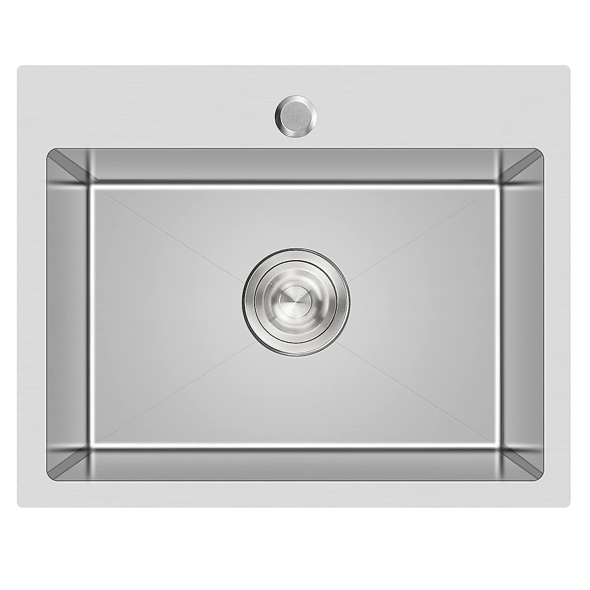 TSIBOMU 24 Inch Kitchen Sink Drop-in, 18 Gauge Stainless Steel Single Bowl Single Faucet Hole Top Mount Workstation Sink, 24x18x9