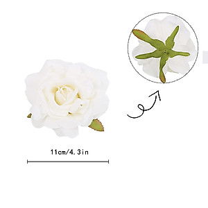 SDEERIT White Silk Rose Flowers Heads,4.3inch 20pcs Artificial stemless Flower Heads for DIY Wedding Bouquets Baby Shower Centerpieces Floral Arrangements Party Tables Home Decorations(White)
