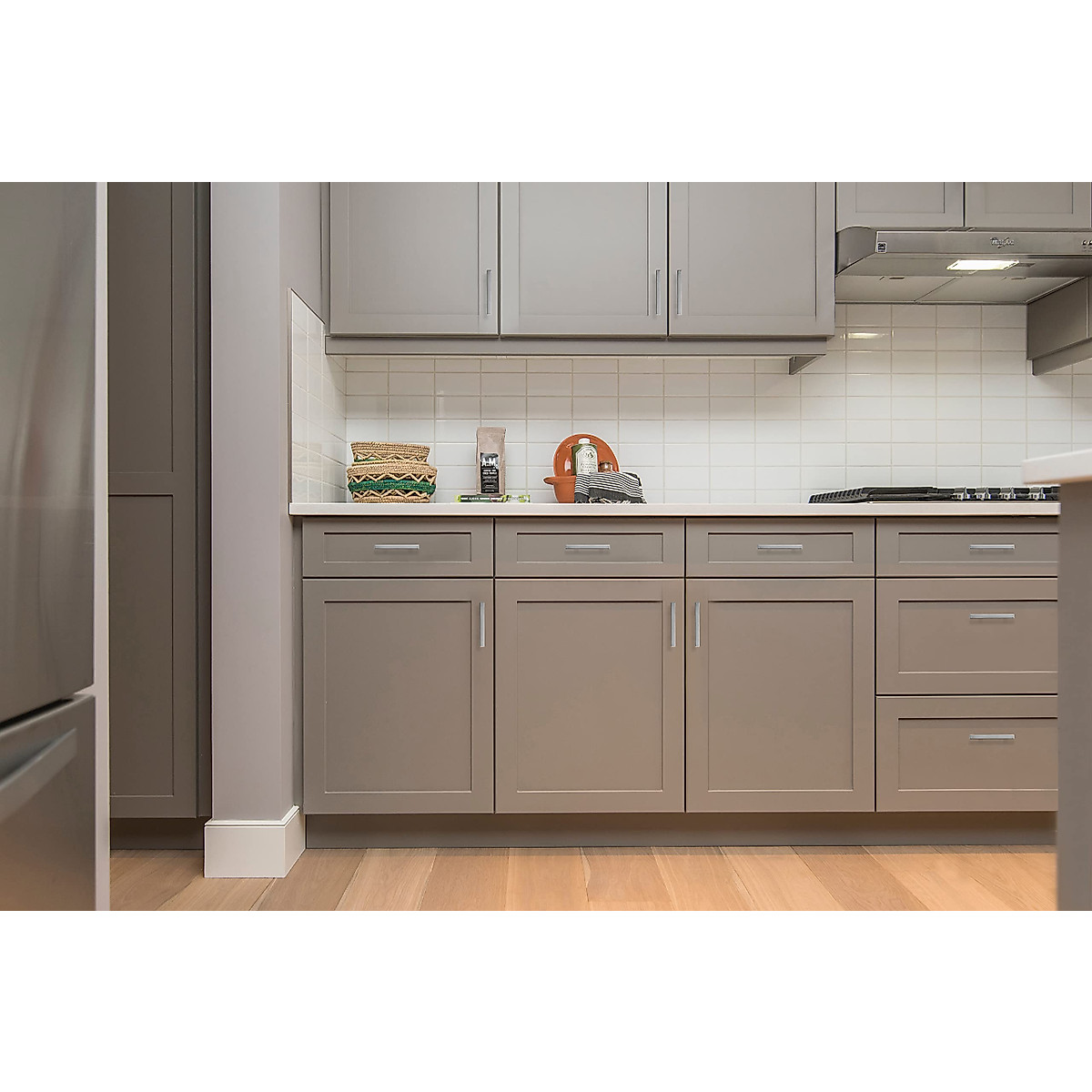 Ravinte 10 Pack 3 Inch Cabinet Pulls Brushed Nickel Sqaure Kitchen Cabinet Handles Silver Cabinet Hardware Stainless Steel Drawer Pulls 5 Inch Overall Length with Mounting Template