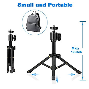JCWINY Mini Projector Stand Tripod, Portable and Adjustable Desktop Projector Tripod Mount Lightweight Table Tripod Stand for Mini Projector Cameras iPhone Webcam Mount, 360°Ball Head Rotation
