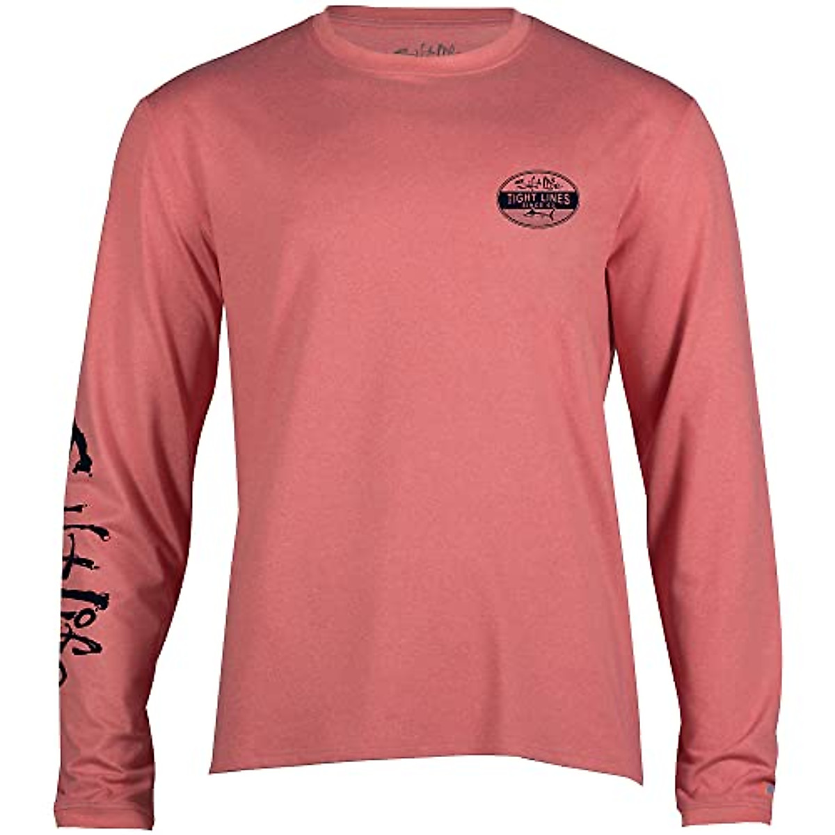 Salt Life Tight Lines Performance Long Sleeve Classic Fit Shirt, Burnt Coral Heather, Large
