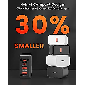 USB C Charger, LDNIO 65W 4-Port USB C Charging Station with LED Display, PPS Fast USB C Wall Charger with PD3.0&QC4.0 for MacBook Pro/Air, iPad, Laptops, iPhone, Samsung Galaxy, Steam Deck and More