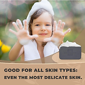 One With Nature 3 Pack Dead Sea Salt Activated Charcoal Soap Black Bar Soap Detoxifying Body Wash Soap Bar & Face Soap Vegan Men Soap with Shea Butter 100% Natural Soap for Men & Women Soap Bar, 4oz