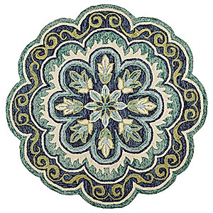 LR Home Dazzle Area Rug, 4' Round, Green