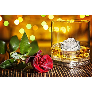 Ice Cube Tray, HANCELANT 2.5inch Ice Cube Molds, 2 Cavity Silicone Rose & 2 Diamond Ice Ball Maker, Easy Release Large Ice Cube Form for Chilling Cocktails, Whiskey, Bourbon & Homemade Juice (Gray)