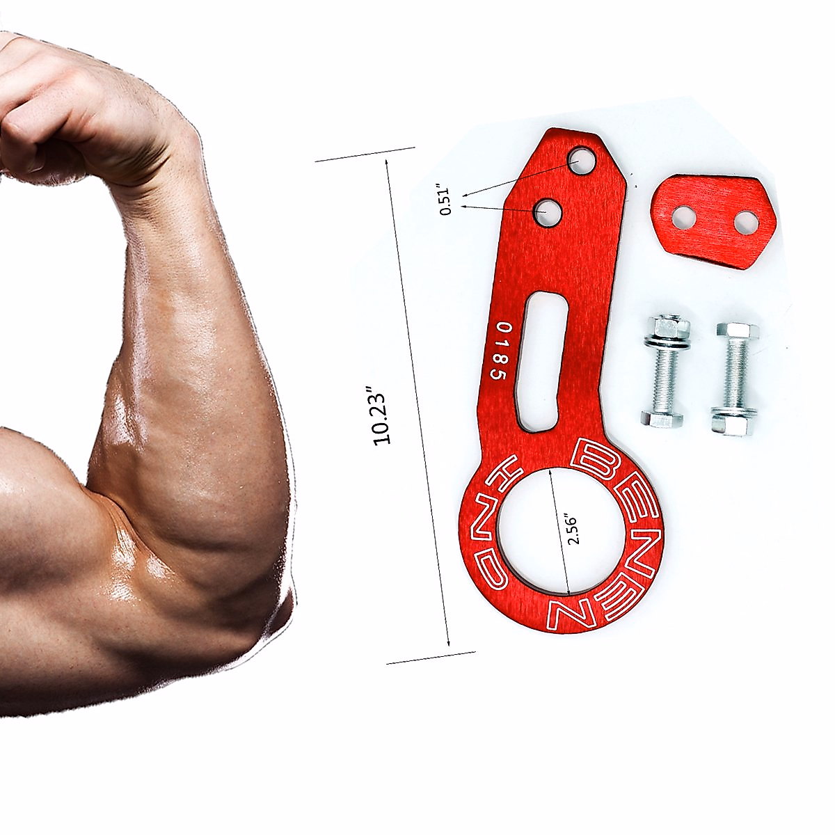 Heart Horse Rear Tow Towing Hook for Universal Car, JDM Bumper Quick Release Auto Trailer Ring Aluminum Alloy, Improved Wiredrawing Anodizing (Red)