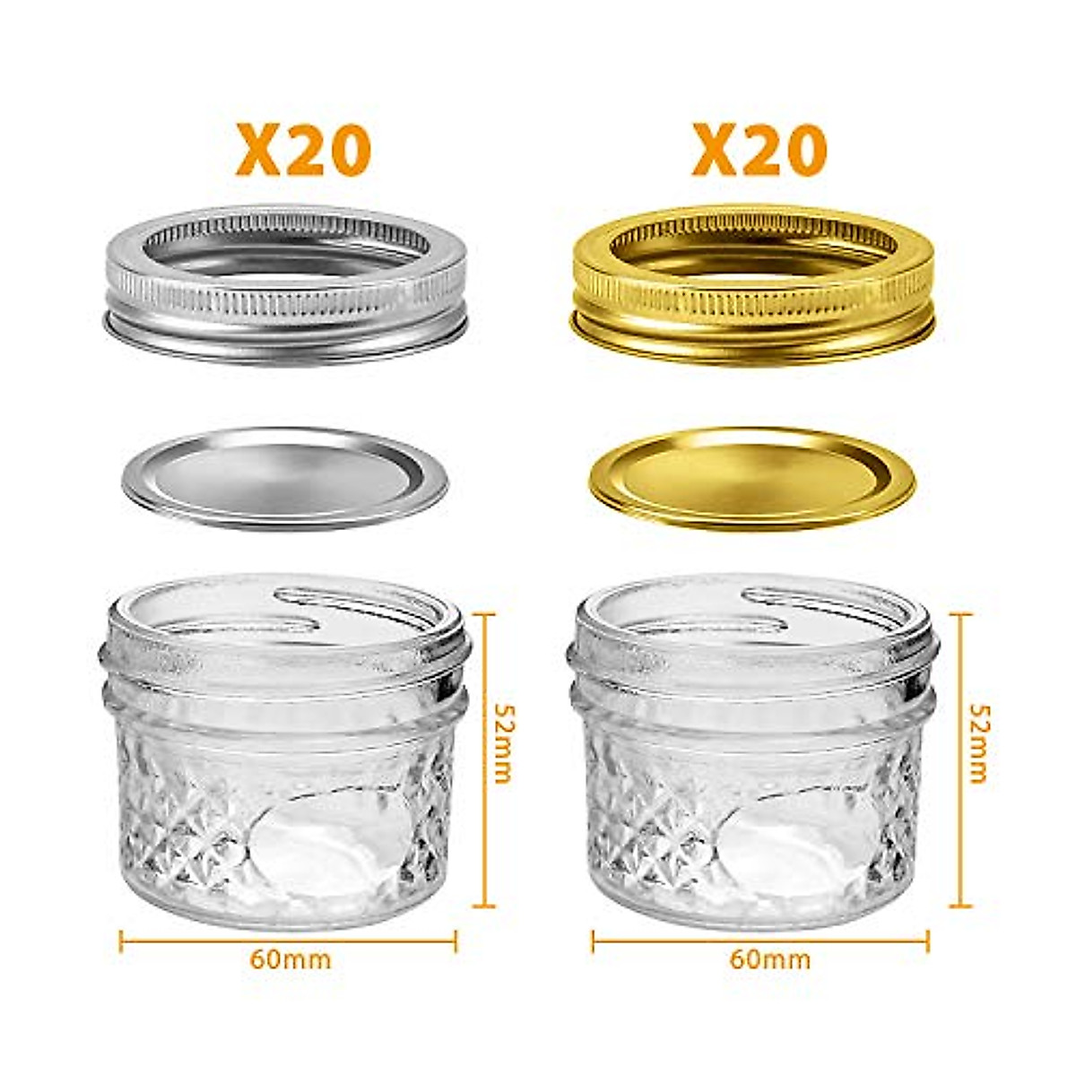 SPANLA Small Mason Jars with Lids, 40 PACK Canning Jars 4 oz Mini mason jars with Lids and Bands 4 oz Glass Jars Ideal for Jelly Jam, Honey, Wedding Favors, DIY Spice Jars