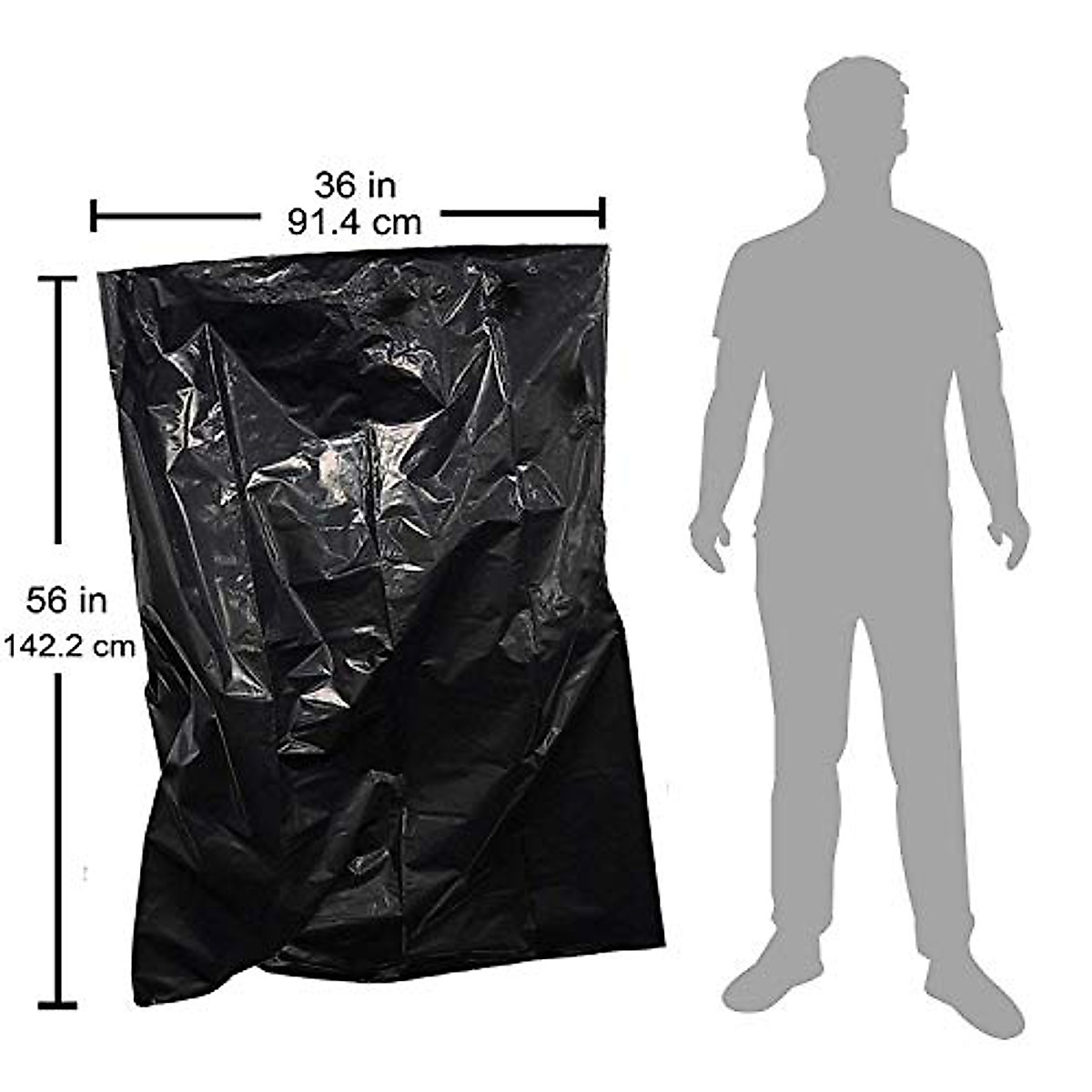 Reli. ProGrade Contractor Trash Bags 55 Gallon (20 Bags w/ Ties) Black 55 Gallon Trash Bags Heavy Duty, Garbage Bags / Construction Bags (2 mil) (55 Gallon - 60 Gallon), Black