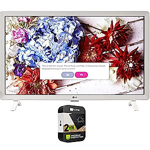 LG 24LM520S-WU 24 inch Class HD Smart TV and PC Monitor 23.6" Diagonal White Bundle with 2 YR CPS Enhanced Protection Pack