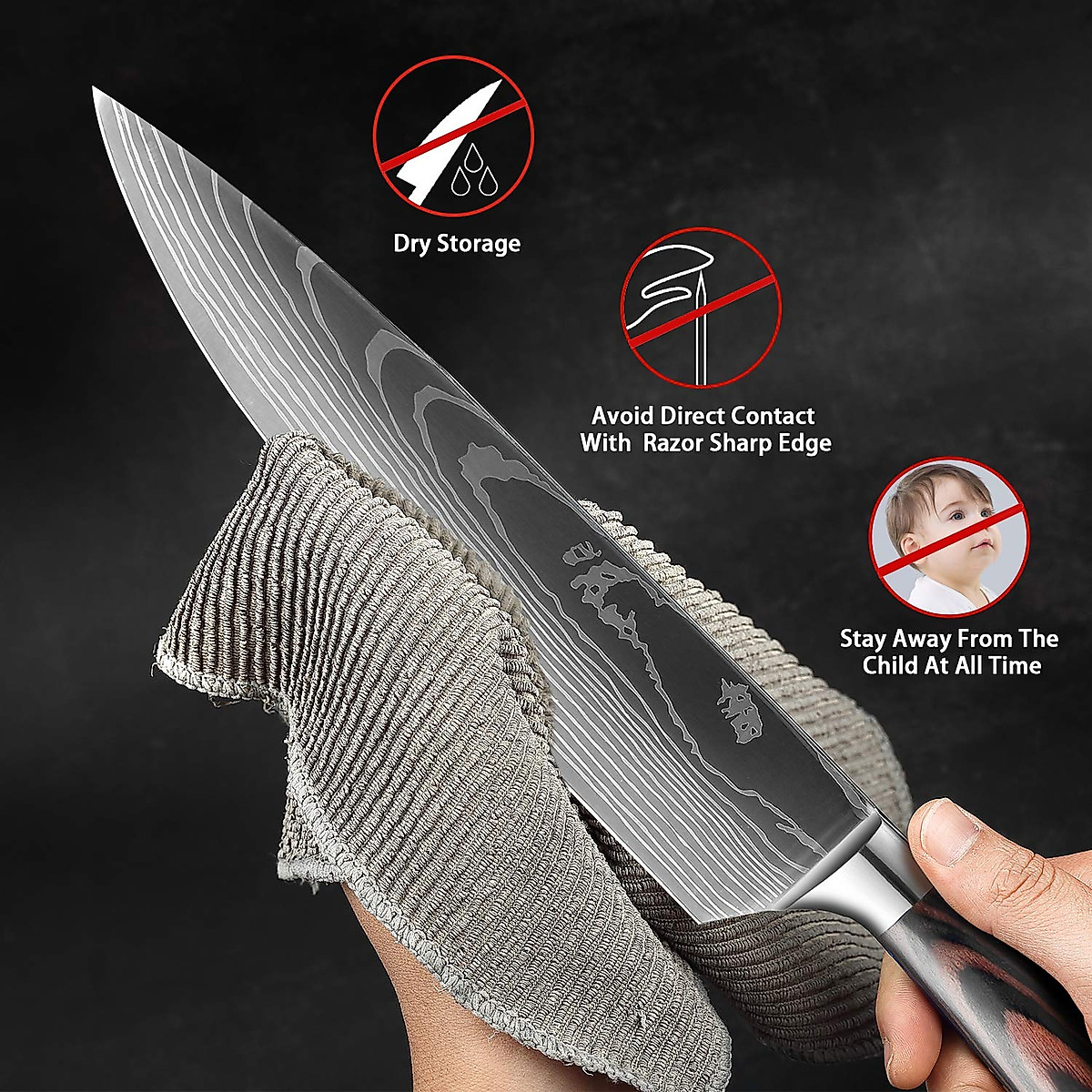 XITUO 5 Piece Kitchen chef Knife Set - High Carbon Stainless Steel Pakkawood Handle, Ultra Sharp Cooking Knife with Knife Sheath & Gift Box (5PCS Chef Knife Set)