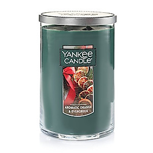 Yankee Candle Aromatic Orange & Evergreen Scented, Classic 22oz Large Tumbler 2-Wick Candle, Over 75 Hours of Burn Time