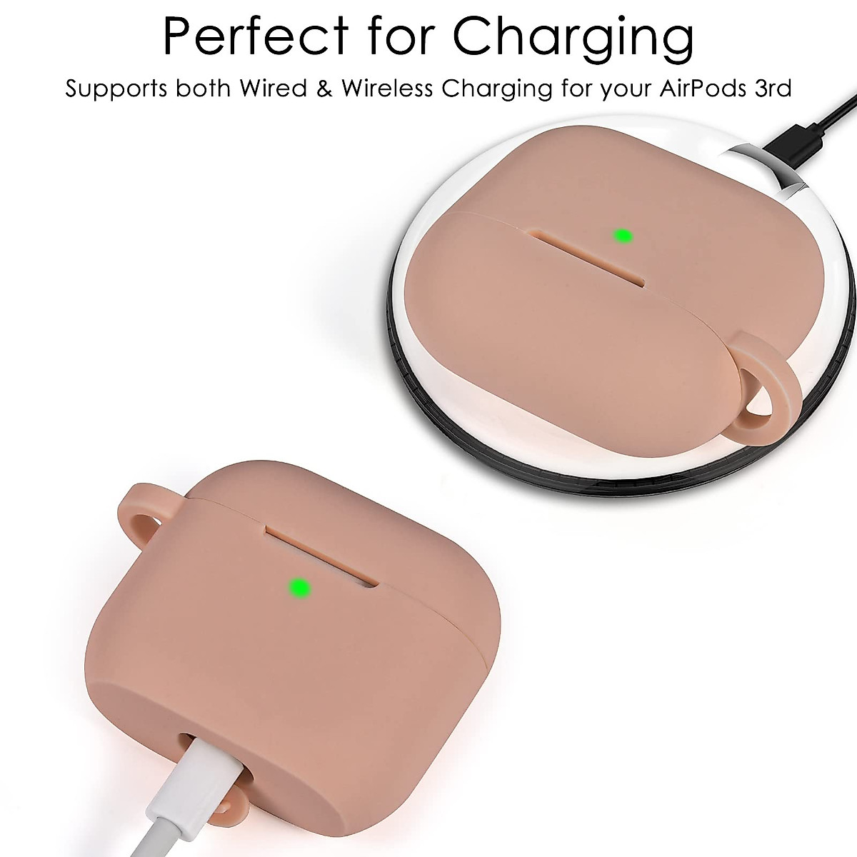 Case for Airpods 3 - VISOOM Airpods 3rd Generation Cases Cover Women 2022 Silicone for iPod 3 Earbuds Wireless Charging Case with Accessorie Girl Bling Keychain for Apple Airpod Gen 3(Milk Tea)