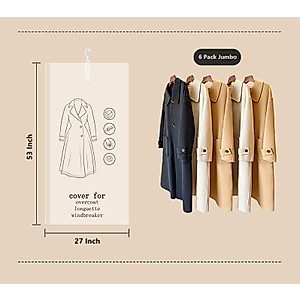 Elebac 6 Long Hanging Vacuum Storage Bags for Clothes, Vacuum Sealer Space Bags for Coat, Jumbo Clothes Protector Compression Bags for Closet Garment