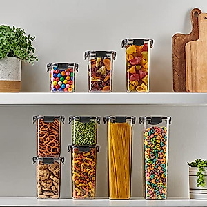 Air Tight Containers For Food - Clear Airtight Food Storage Containers For Pantry Organization And Storage - 7 PC - Snack, Spaghetti Container Storage - Kitchen Canisters With Lids, Labels And Marker