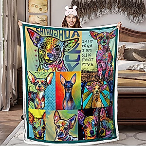 TOPTREE Chihuahua Blankets Fuzzy Dog Blanket for Kids Adults Lovely Oil Painting Puppy Fleece Blanket Cozy Plush Doggie Sherpa Throw Blanket for Couch Bed Sofa (60x80 inches)