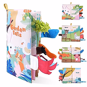 Vicloon Baby Books 0-6 Months, Soft Cloth Books Baby Books Bath Books, Infant Tummy Time Toys High Contrast Sensory Baby Toys Crinkle Squeaky Washable Chewable Non-Toxic Early Educational Book