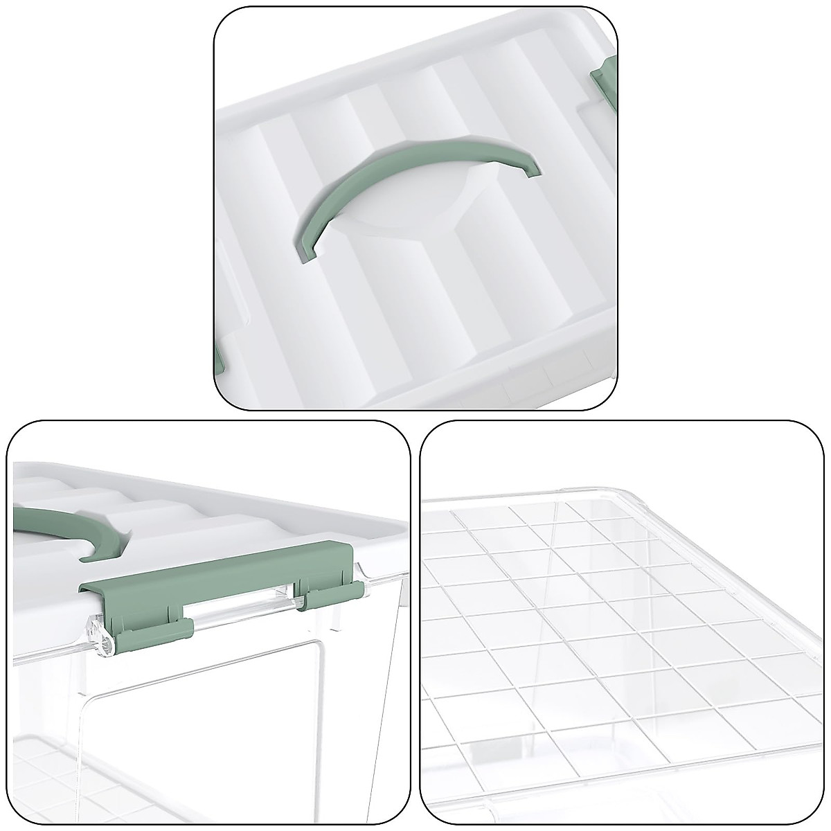 Udotry 14 Quart Plastic Latching Boxes with Lids, Clear Plastic Storage Bin with Lids, 4 Packs