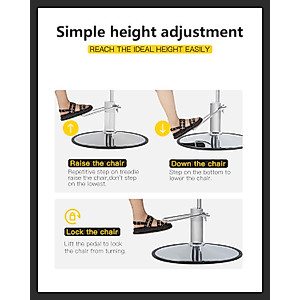 FDW Styling Heavy Duty Pump Adjustable Hydraulic Chair for Hair Stylist Women Man, 20x19x25 Inch (Pack of 1), Black