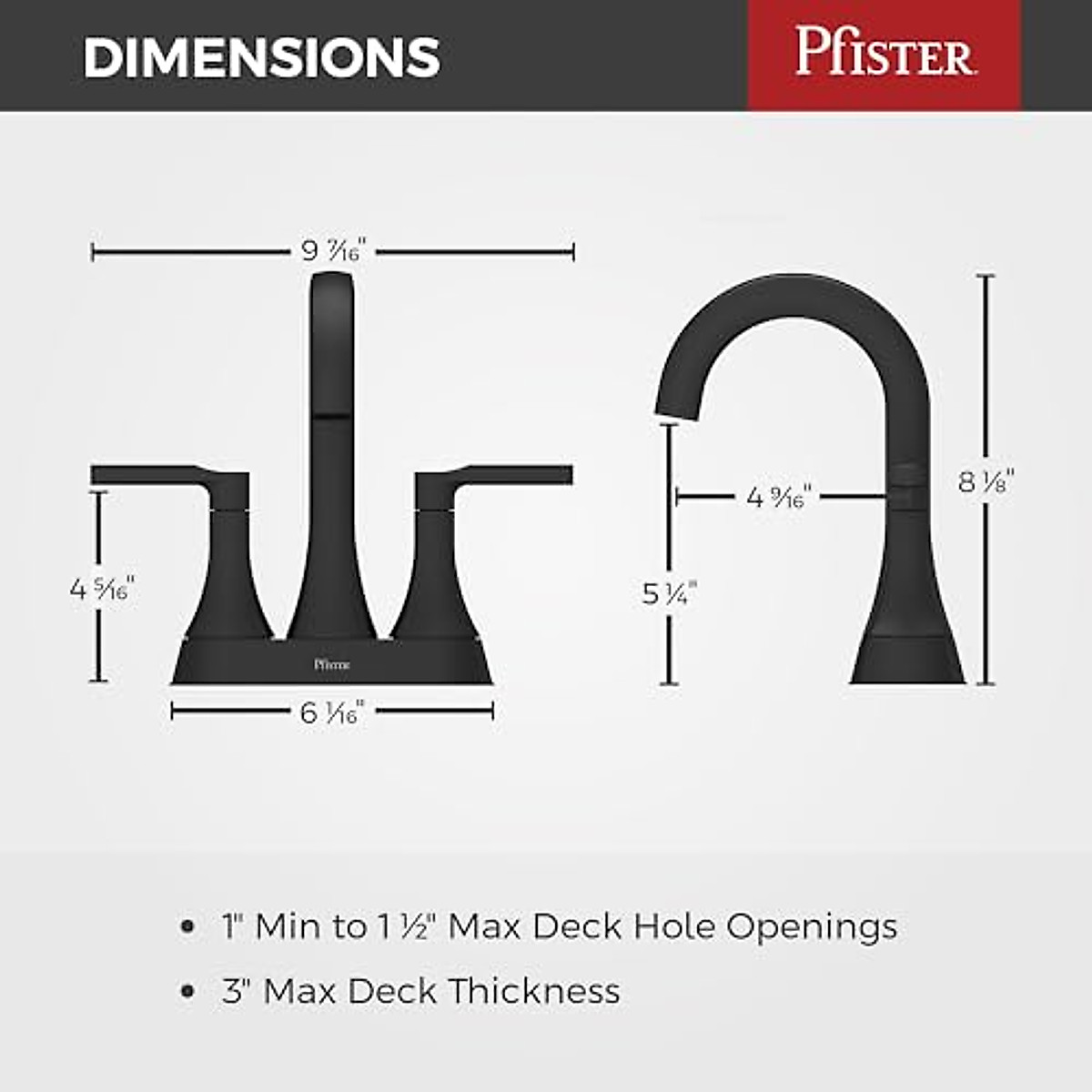 Pfister Vaneri Bathroom Sink Faucet, 4-Inch Centerset, 2-Handle, 3-Hole, Matte Black Finish, LF048VRIBB