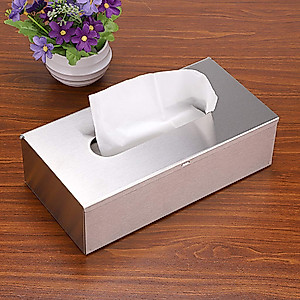 Sumnacon Rectangular Tissue Box Cover - Stylish Stainless Steel Paper Facial Cover, Modern Metal Tissue Box Holder for Bedroom/Bathroom/Vanity/Countertop/Dresser/Night Stand/Office/Car, Brushed Nickel