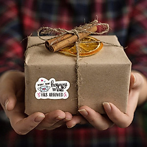 WHING Happy Mail Funny Small Shop Stickers, Online Retailers Shop Owners Order Packages Labels Small Business Thank You Sticker Envelope Seals, 500 Labels Per Roll