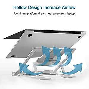 Coomaxx Adjustable Laptop Stand for Desk, Ergonomic Aluminum Computer Stand, Riser Notebook Holder Stand Compatible for MacBook, Air, Pro, Dell XPS, HP, Samsung, Lenovo More 10-17" Laptops(Silver)