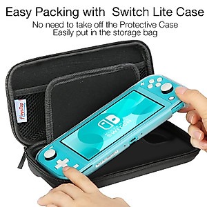 HEYSTOP Pouch Compatible with Nintendo Switch Lite, Protective Case Cover Carrying Case with 10 Game Card Cases, Accessories for Nintendo Switch Lite – Black