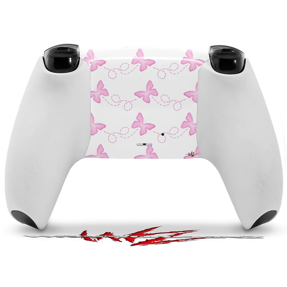WraptorSkinz Skin Wrap compatible with Sony PS5 DualSense Controller Pastel Butterflies Pink on White (CONTROLLER NOT INCLUDED)