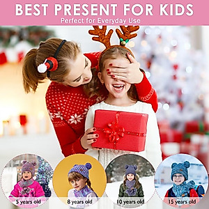 SENPUKI Kids Winter Hat Gloves Scarf Set, Girls Toddler Children Beanie with Pom Knit Neck Warmer Gaiter Mittens Fleece Lined Set