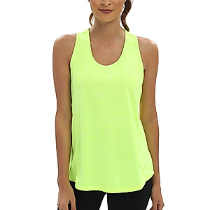 Aeuui Womens Workout Tops Open Back Racerback Tank Tops Sleeveless Yoga Athletic Running Shirts Gym Clothes for Women Fluorescent Yellow