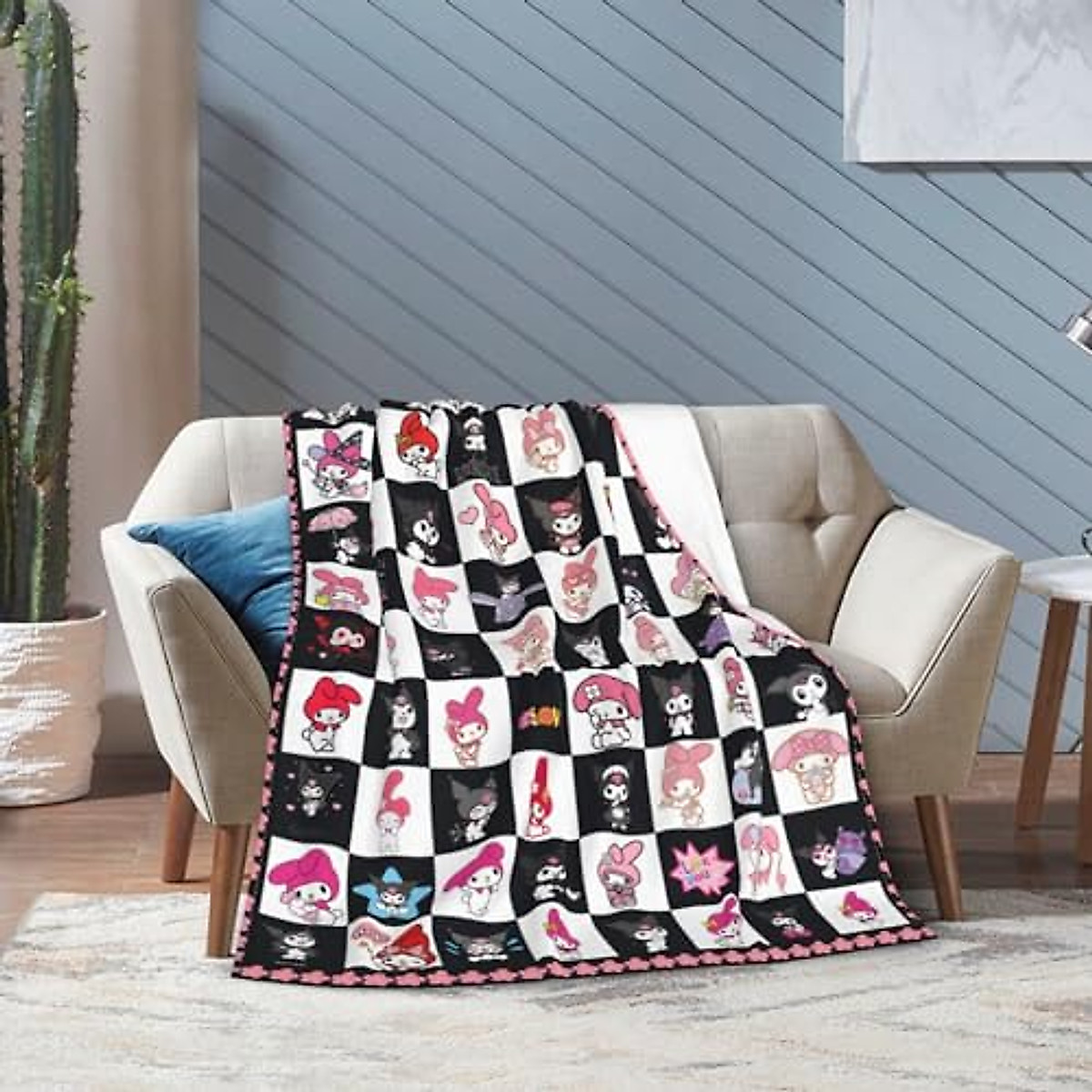 Kawaii Super Soft Blanket Cute Cartoon Blanket Plush Blanket All Season Flannel Fleece Blanket for Kids Adult Style 1-50“*40”