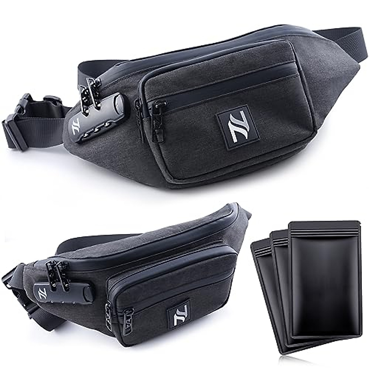 INNOSCENT SMELL PROOF Bum Bag Crossbody Bag Adjustable Waist Bag Backpack -COMBINATION LOCK- For Working Commuting Traveling (Dark Grey)