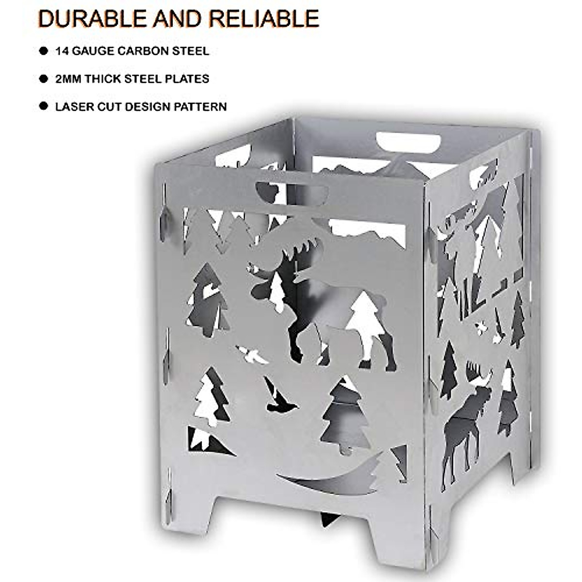 SuperHandy Incinerator Cage Fire Box Reindeer Christmas/X-Mas Tree (Develops Patina Finish) Heavy Duty Steel Large 21"x 21"x 27" inches for Burning Wood at Bonfire, Beach Pit or Backyard Gathering